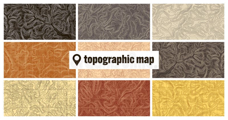 Colorful Topographic Map with Contour Lines. Geographic Terrain Grid ...