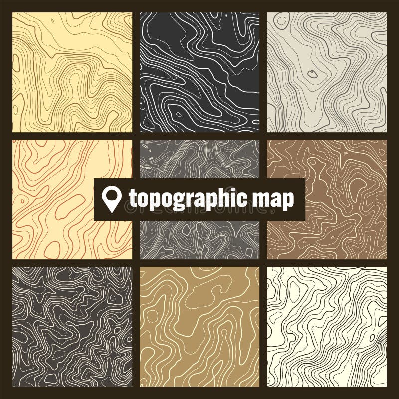 Colorful Topographic Map with Contour Lines. Geographic Terrain Grid ...