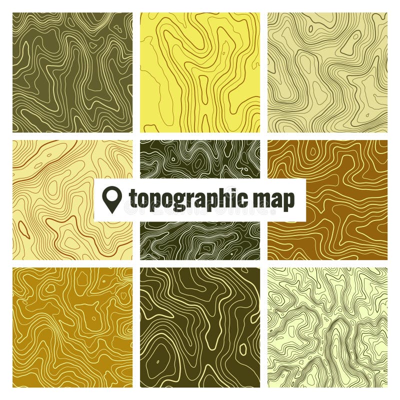 Colorful Topographic Map with Contour Lines. Geographic Terrain Grid ...