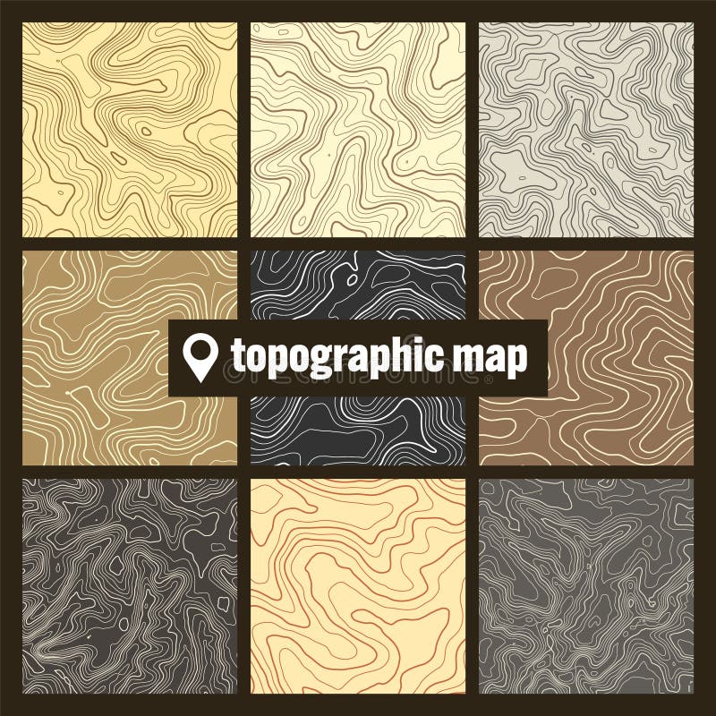 Colorful Topographic Map with Contour Lines. Geographic Terrain Grid ...