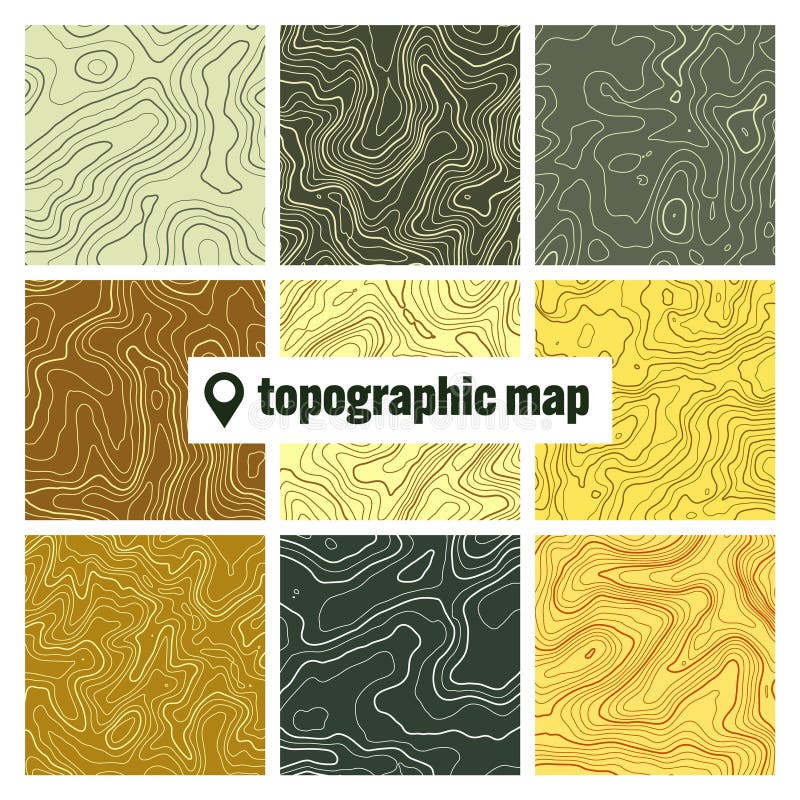 Colorful Topographic Map with Contour Lines. Geographic Terrain Grid ...