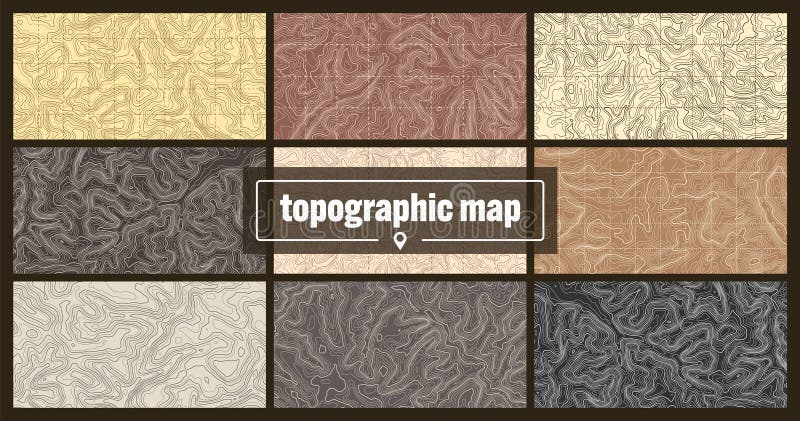 Colorful Topographic Map with Contour Lines. Geographic Terrain Grid ...