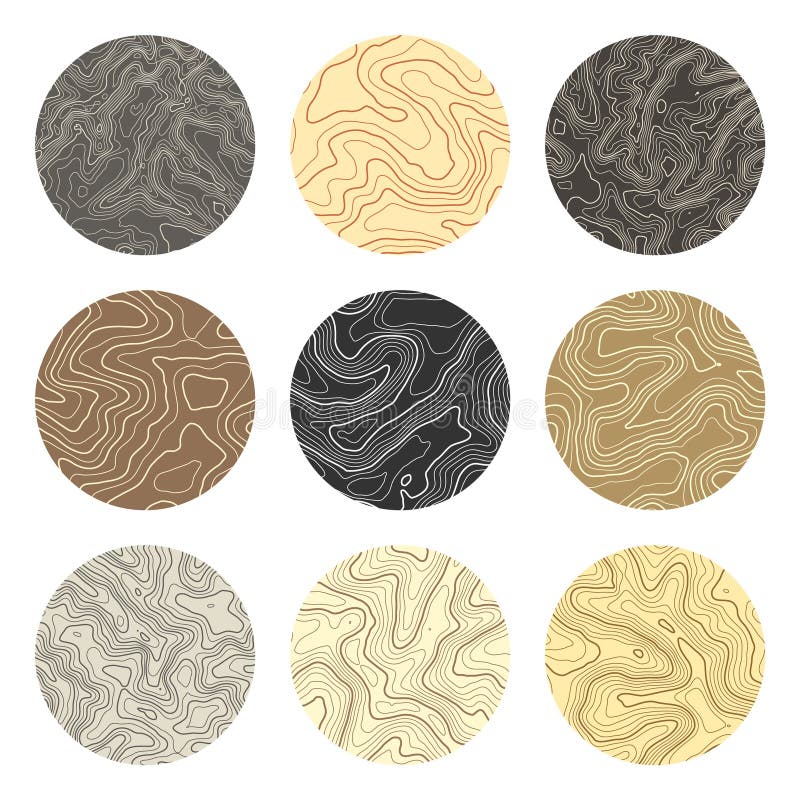 Colorful Topographic Map with Contour Lines. Geographic Terrain Grid ...