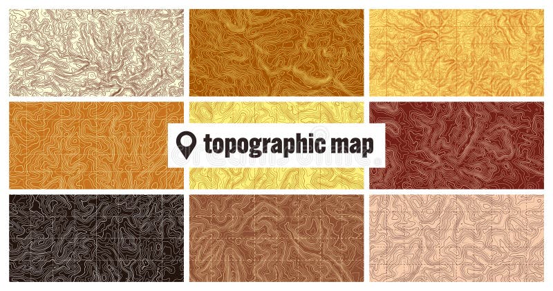 Colorful Topographic Map with Contour Lines. Geographic Terrain Grid ...