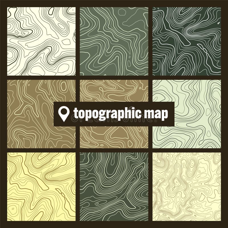 Colorful Topographic Map with Contour Lines. Geographic Terrain Grid ...