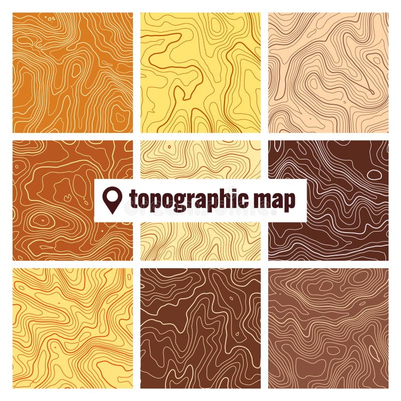 Colorful Topographic Map with Contour Lines. Geographic Terrain Grid ...
