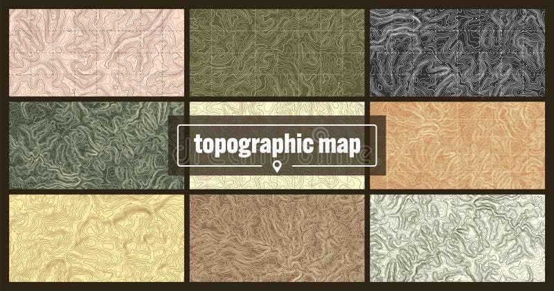 Colorful Topographic Map with Contour Lines. Geographic Terrain Grid ...