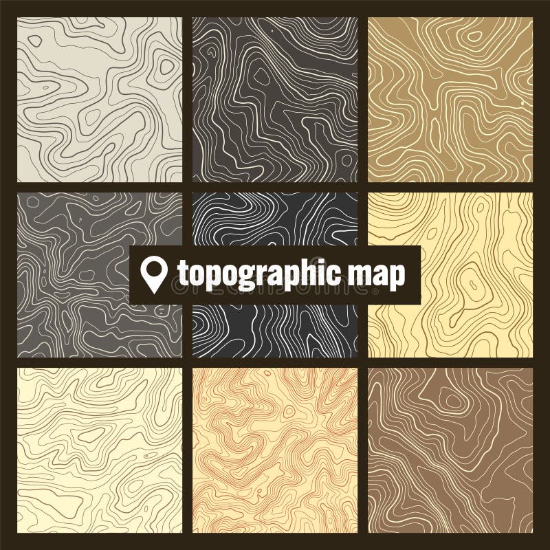 Colorful Topographic Map with Contour Lines. Geographic Terrain Grid ...
