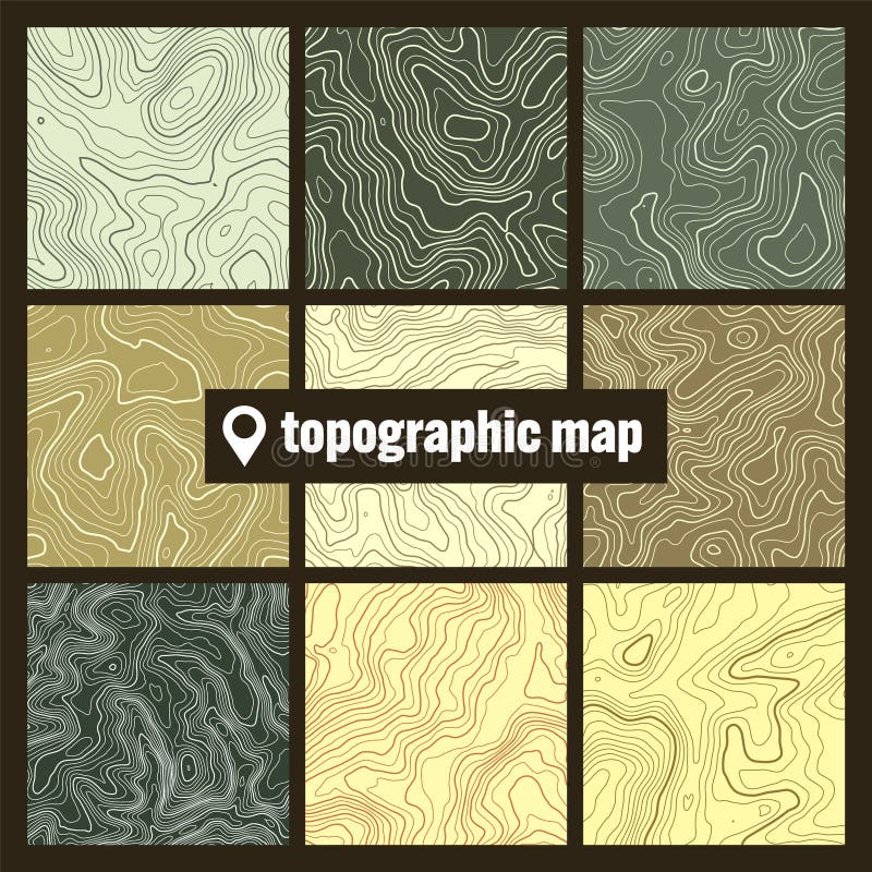 Colorful Topographic Map with Contour Lines. Geographic Terrain Grid ...