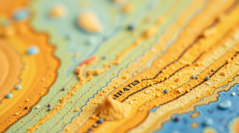 Colorful Topographic Map with Raised Textures and Detailed Contour ...