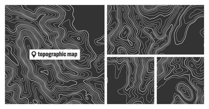 Colorful Topographic Map Sets with Contour Lines. Geographic Terrain ...