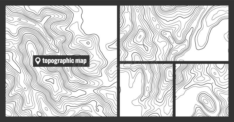 Colorful Topographic Map Sets with Contour Lines. Geographic Terrain ...