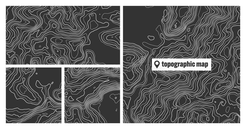 Colorful Topographic Map Sets with Contour Lines. Geographic Terrain ...