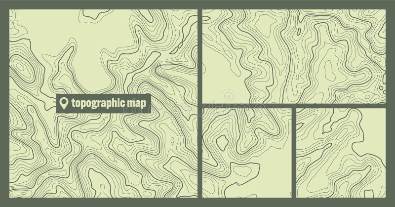 Colorful Topographic Map Sets with Contour Lines. Geographic Terrain ...