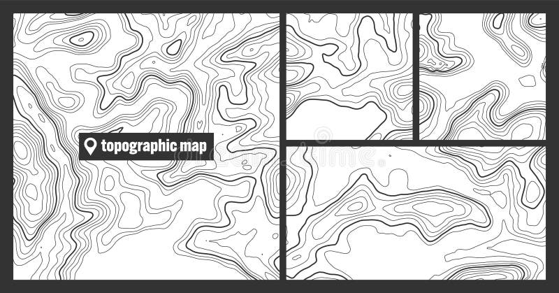 Colorful Topographic Map Sets with Contour Lines. Geographic Terrain Grid, Relief Height ...
