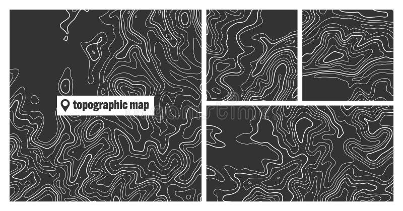 Colorful Topographic Map Sets with Contour Lines. Geographic Terrain ...