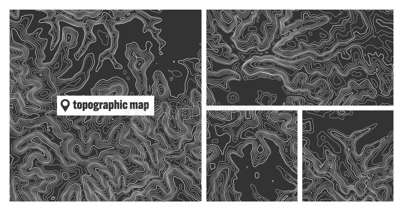 Colorful Topographic Map Sets with Contour Lines. Geographic Terrain ...