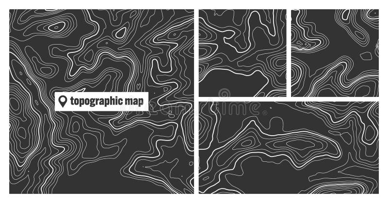 Colorful Topographic Map Sets with Contour Lines. Geographic Terrain ...