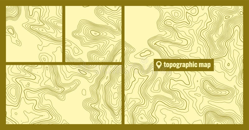Colorful Topographic Map Sets with Contour Lines. Geographic Terrain ...