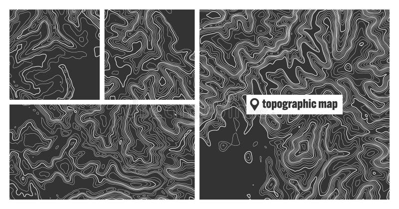 Colorful Topographic Map Sets with Contour Lines. Geographic Terrain ...