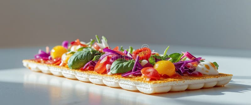 Colorful Toppings on a Rectangular Food Item. Stock Photo - Image of ...