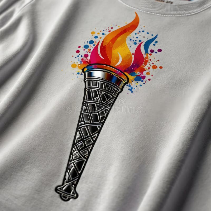 Colorful Torch Design Featuring Flames and Splashes on a Light ...