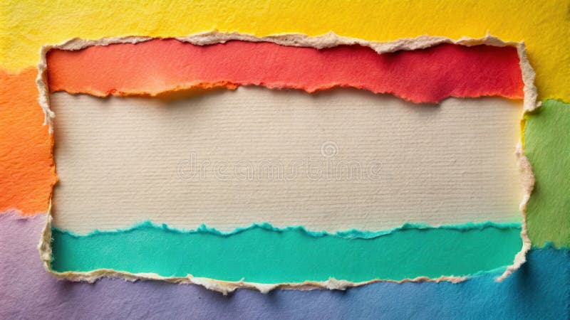 Colorful Torn Paper Frame with Blank Center for Text or Image ...