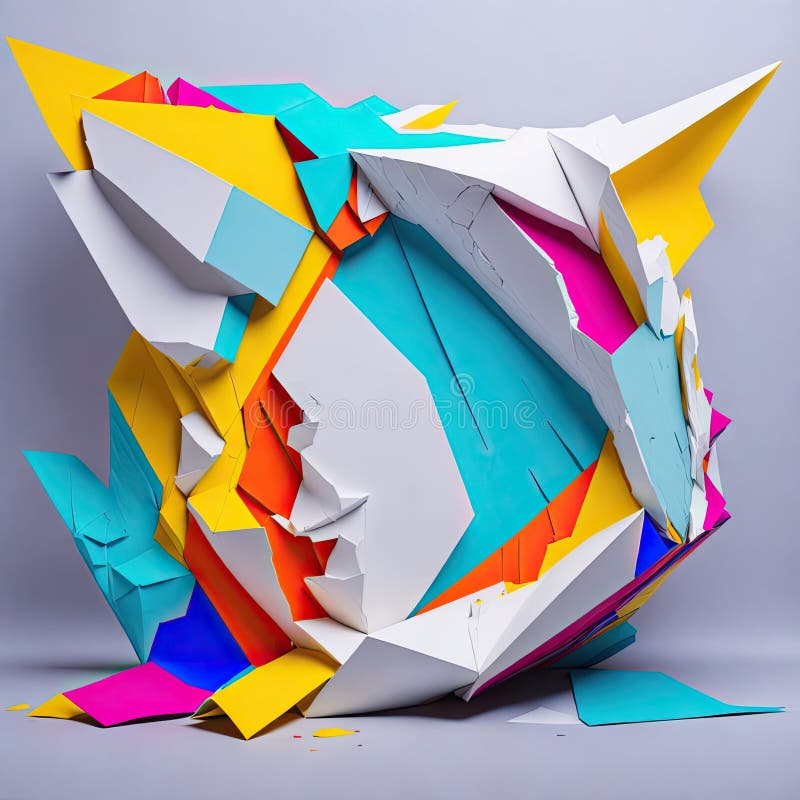 Colorful a Torn Paper Multi Layered Composition Stock Illustration ...