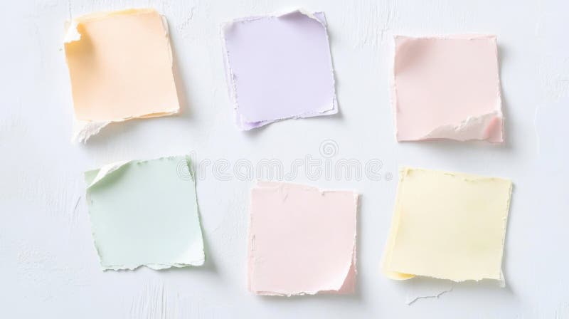 Colorful Torn Paper Squares Arranged in a Creative Pattern on a Bright ...