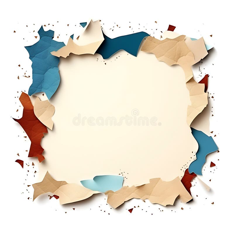 Colorful Torn Paper Sticker Creating a Vintage Frame with Copy Space ...