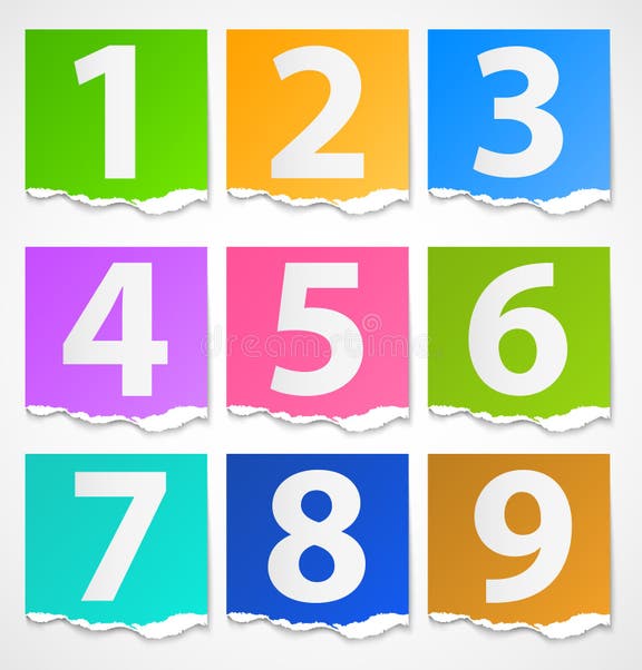 Colorful Torn Papers Numbers Stock Vector - Illustration of page ...
