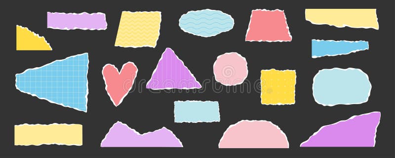 Colorful Torned Paper Elements with Pattern. Modern Stickers for ...