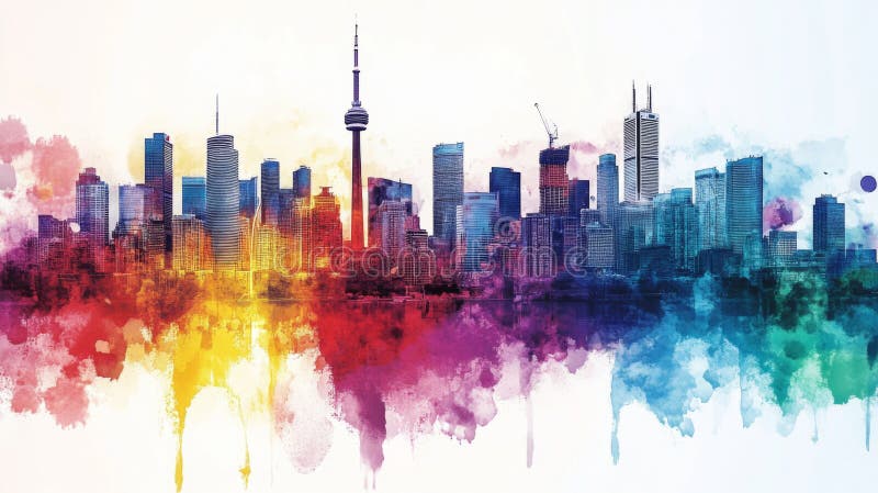 Colorful Toronto Cityscape Illustration Stock Photo - Image of ...