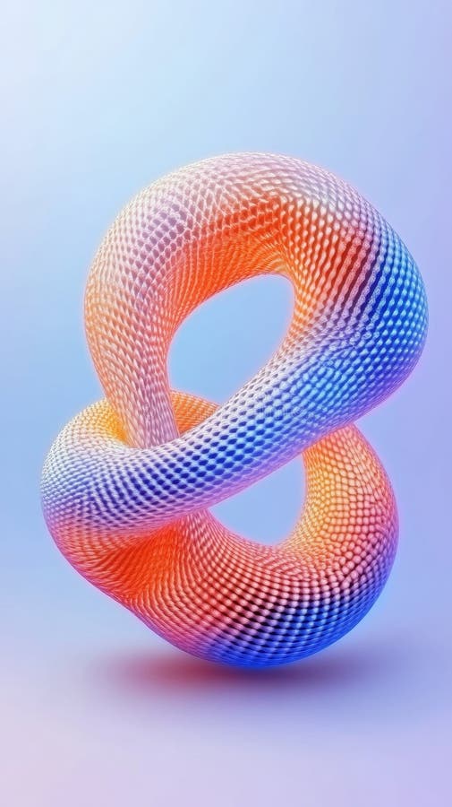 Colorful Torus Knot with Gradient Mesh Pattern on a Soft Blue ...