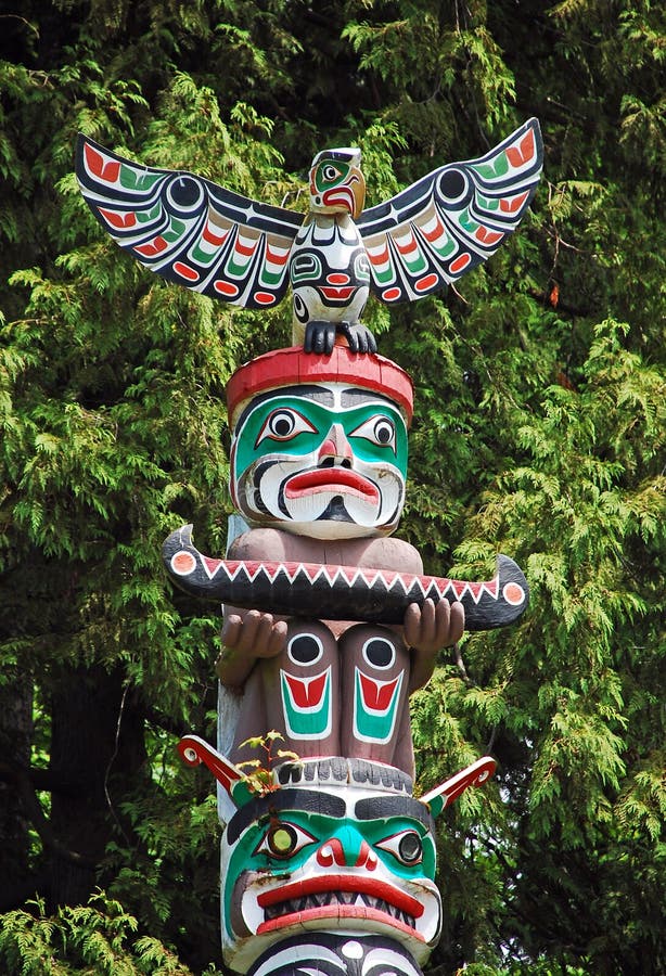 Colorful totem pole. stock image. Image of american, craftsmanship ...