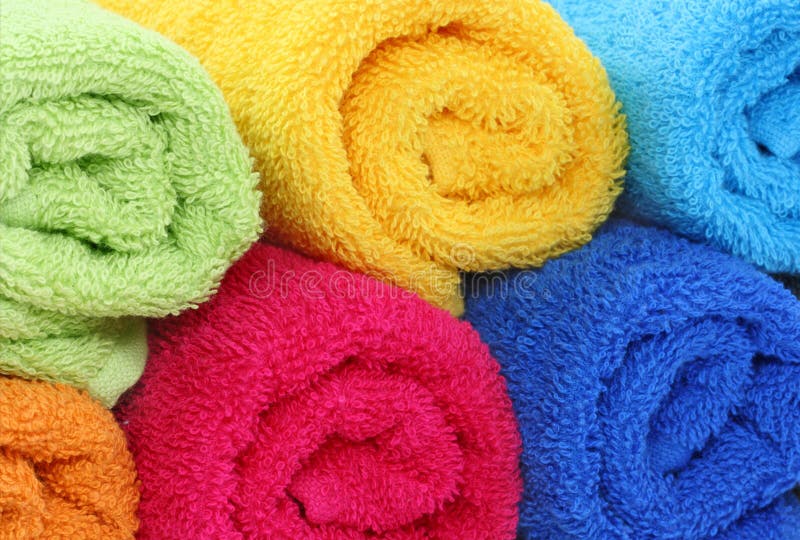 Colorful towels stock image. Image of orange, stacked - 7623815