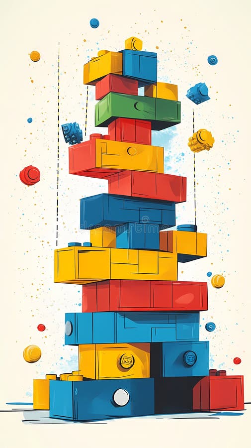 A Colorful Tower Made of Interlocking Blocks, Showcasing Creativity and ...