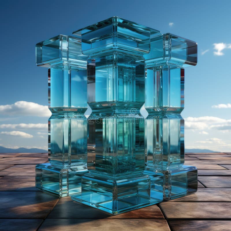 Colorful Tower of Transparent Glass Crystal Cubes. Stock Photo - Image ...