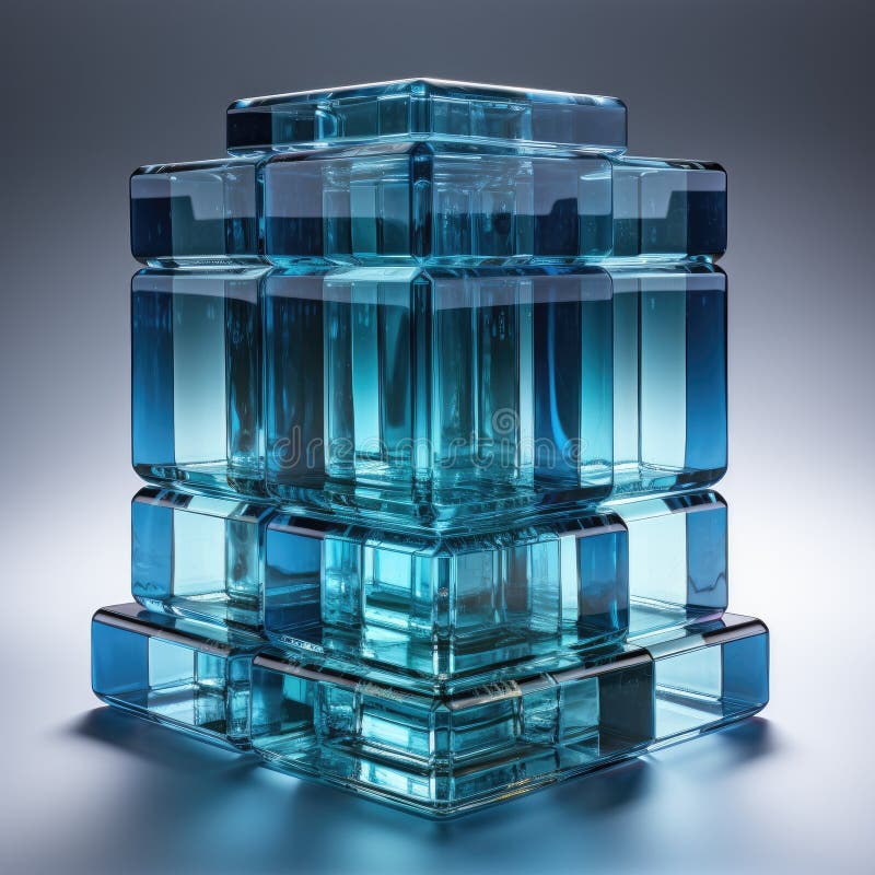Colorful Tower of Transparent Glass Crystal Cubes. Stock Illustration - Illustration of crystal ...