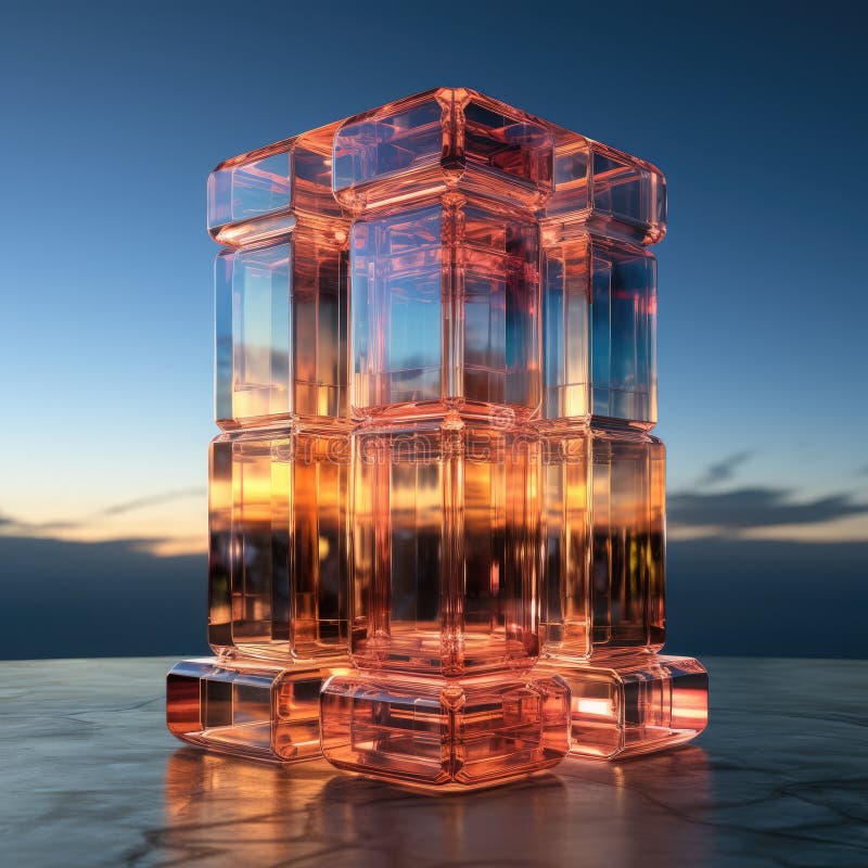Colorful Tower of Transparent Glass Crystal Cubes. Stock Photo - Image ...