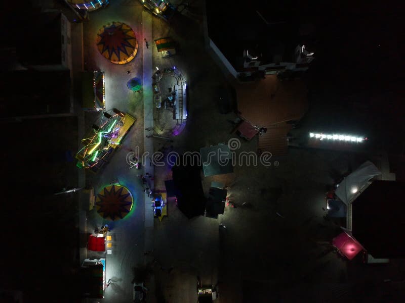Colorful Town Fair Seen Above at Night Stock Image - Image of funfair ...