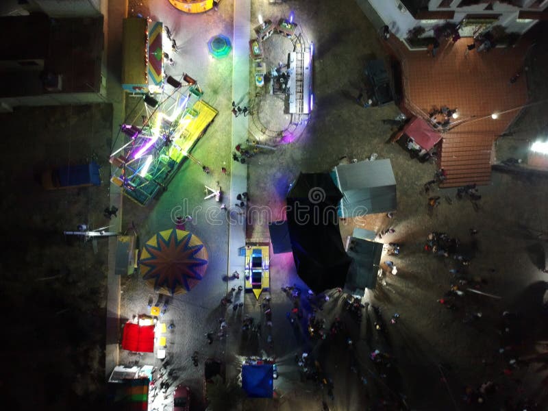 Colorful Town Fair Seen Above at Night Stock Photo - Image of ...