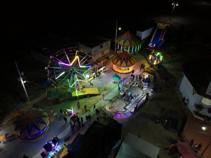 Colorful Town Fair Seen Above at Night Stock Photo - Image of culture ...