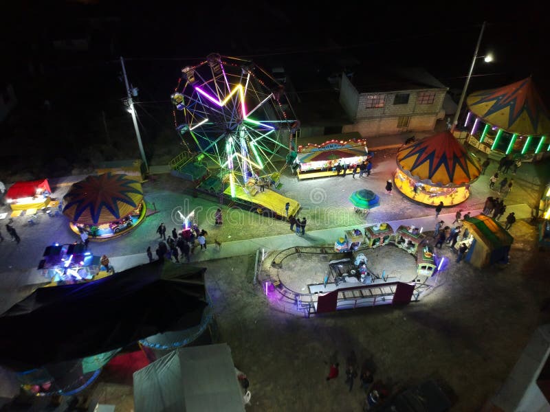 Colorful Town Fair Seen Above at Night Stock Image - Image of park ...