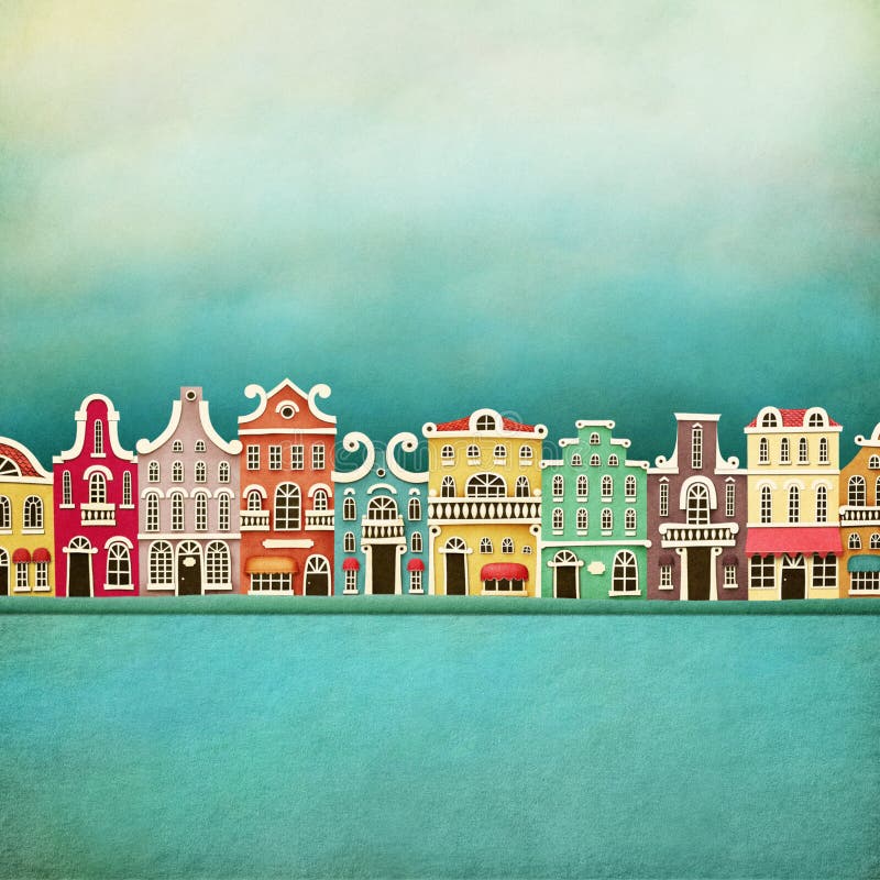 Colorful town stock illustration. Illustration of festive - 61862364