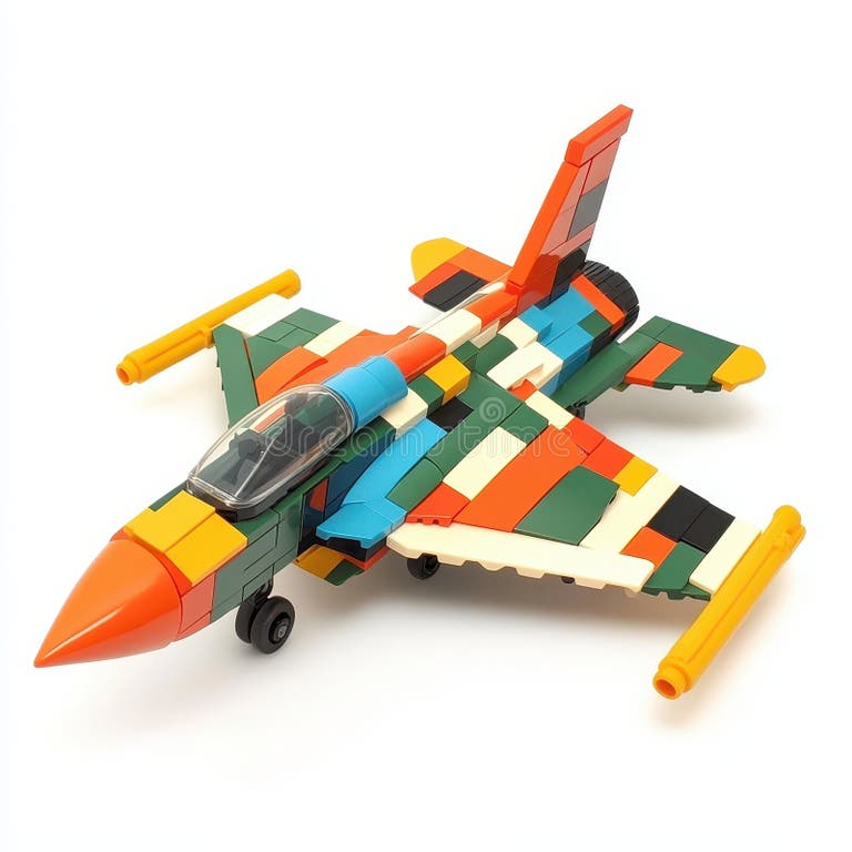 A Colorful Toy Airplane Model Made of Interlocking Plastic Pieces Stock ...