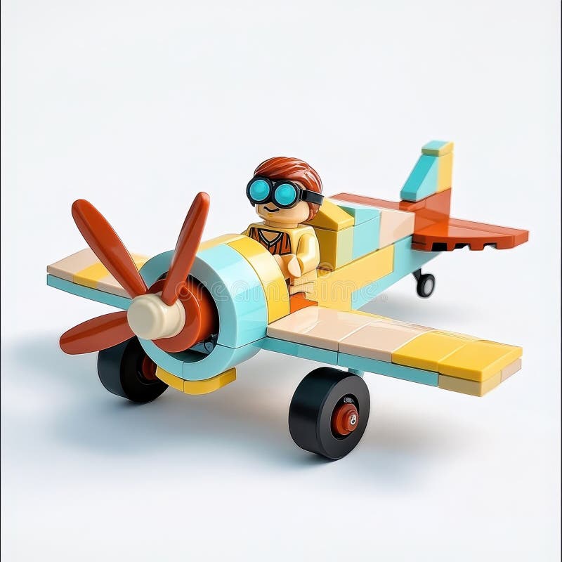 A Colorful Toy Airplane with a Pilot Figure, Designed for Imaginative ...