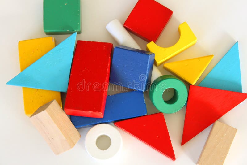 Colorful Toy Blocks Flat Lay on White Background Stock Image - Image of ...