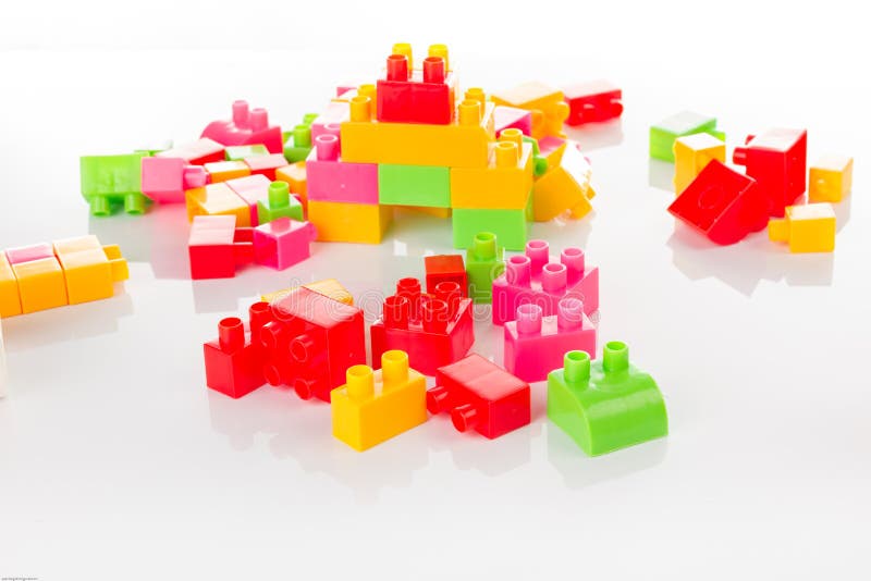 Colorful Toy Blocks Isolated on White Stock Photo - Image of cube ...