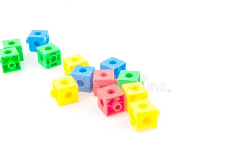 Colorful Toy Blocks on Isolated Stock Image - Image of color, cube ...